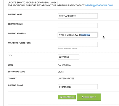 How to update your order's shipping address from the Backoffice – Vida ...